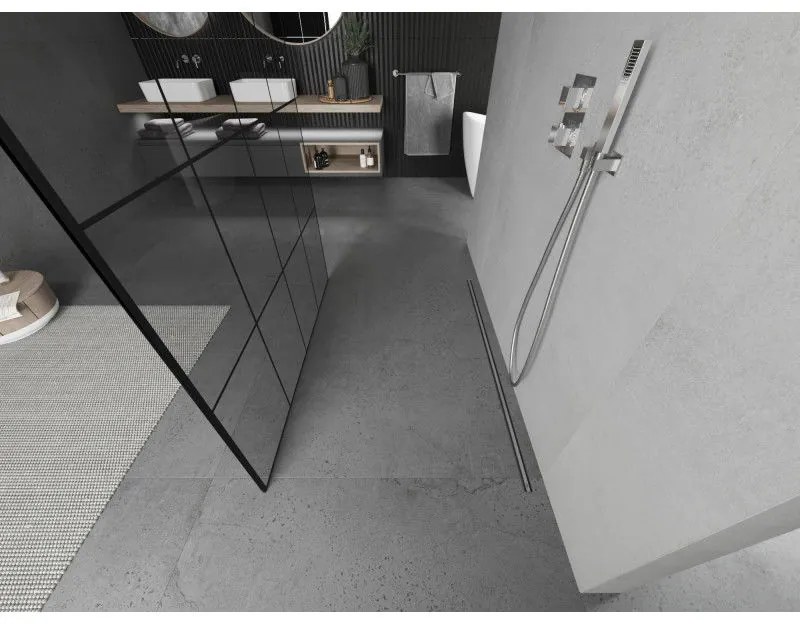 Mexen Kioto, sprchová zástěna Walk-In 150 x 200 cm, 8mm sklo černý vzor, chromový profil, 800-150-002-01-77
