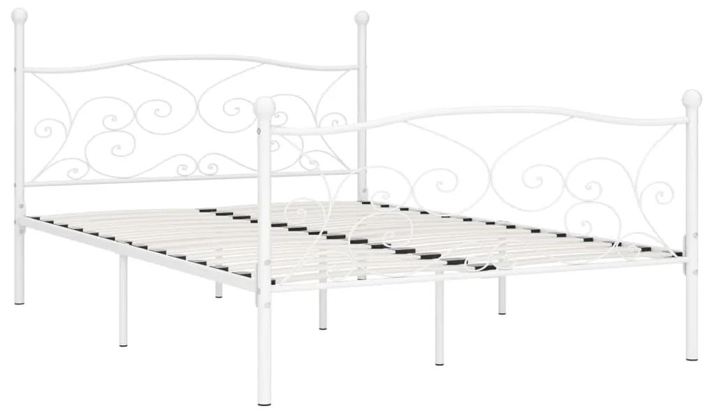 vidaXL Rám postele s laťkovým roštem bílý kov 120 x 200 cm