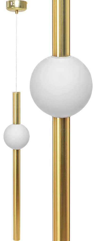 Toolight - LED stropní lampa závěsná 60cm 12W APP475-CP, zlatá-bílá, OSW-00607