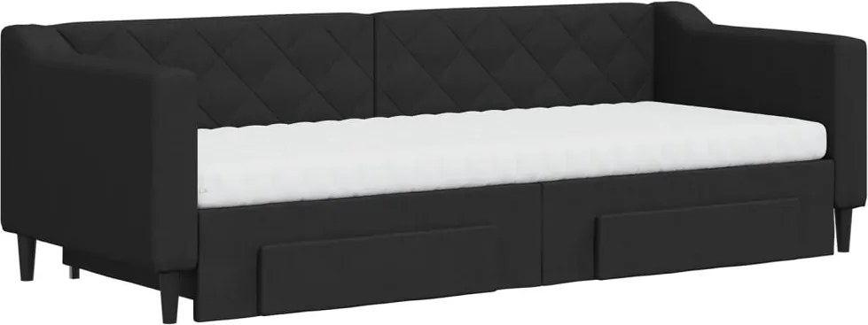 Válenda s přistýlkou a zásuvkami černá 80 x 200 cm textil 3197477