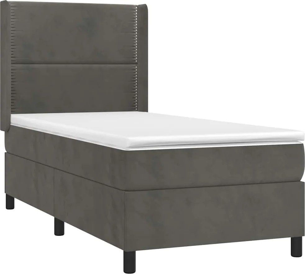 Box spring postel s matrací tmavě šedá 90x200 cm samet 3132598