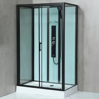 GLASS 100x80x225 Černý Masážní sprchový box obdélníkový