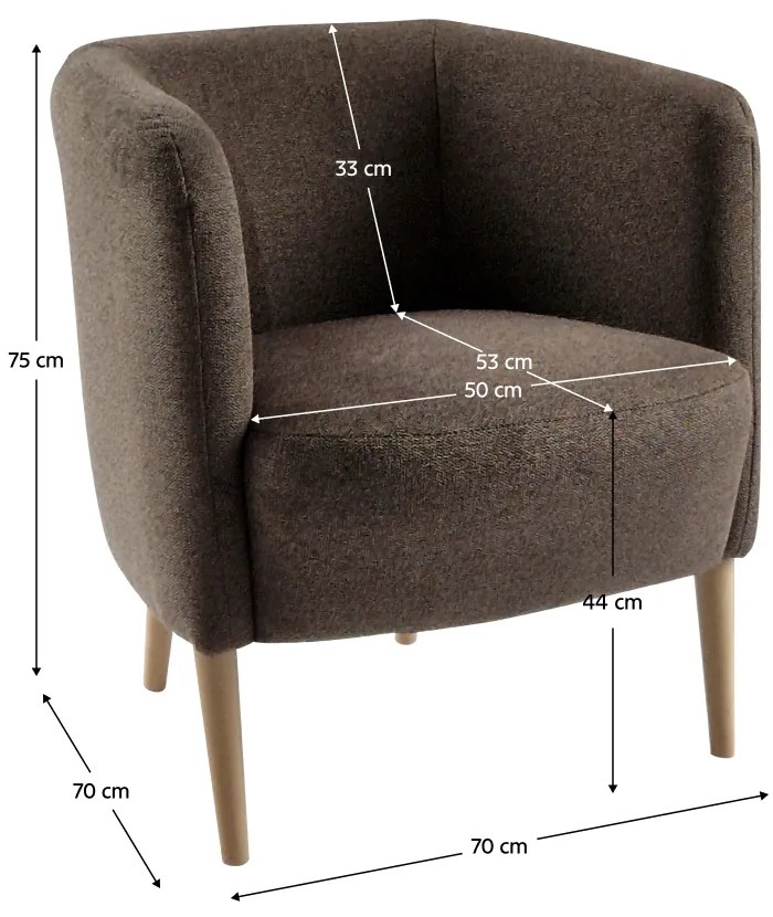 Celočalouněné křeslo Tempo Kondela ALIEN v hnědé látce s bukovými nohami, 70×70×75 cm, pružinové jádro