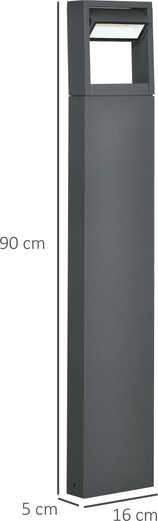 Zahradní lampa Outsunny, světlo na cestu, zahradní světlo s teplým bílým světlem LED, světlo na sloupek s nastavitelným úhlem sklonu, vodotěsné IP65,…