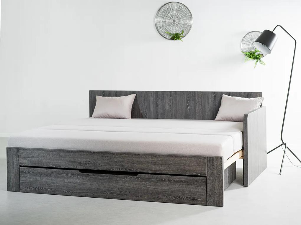Ahorn Duovita postel s pravou područkou Dekor: Dub černý, Rošt: Lamelový, Rozměr: 90/170 x 200 cm