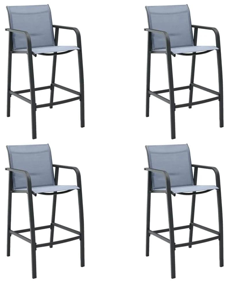 48119 vidaXL Zahradní barové židle 4 ks šedé textilen