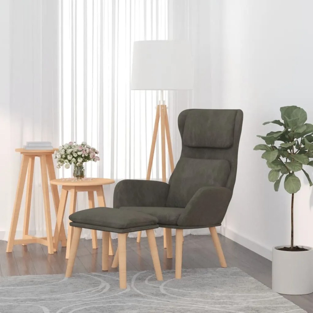 Relaxační křeslo se stoličkou tmavě šedé samet 3097821