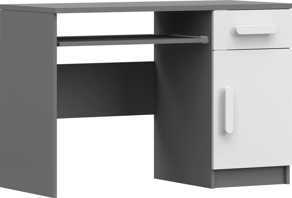 IDZ Psací stůl SMYK II 08, 110 cm Bílá + Grafit / Barevné úchytky Barva: Růžová