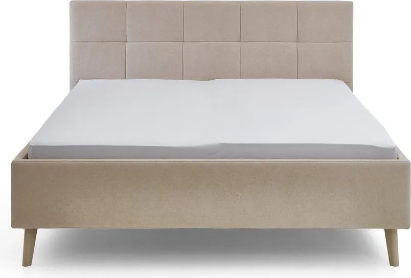 Béžová čalouněná dvoulůžková postel s úložným prostorem s roštem 180x200 cm Nova – Meise Möbel