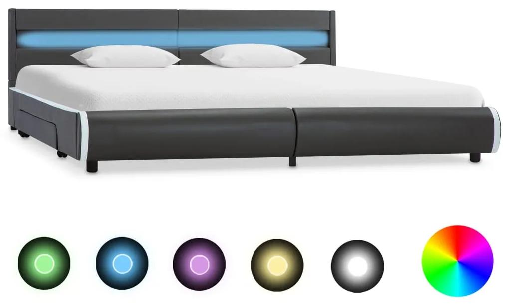 284983 vidaXL Rám postele s LED světlem antracitový umělá kůže 180 x 200 cm