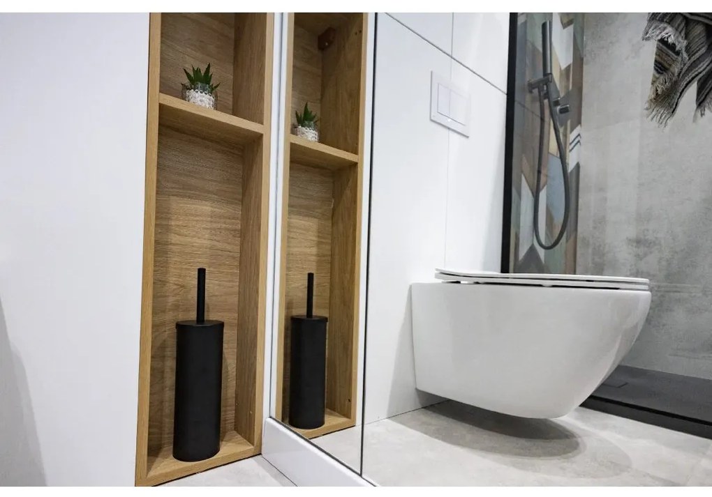 Laveo Miri, toaletní WC kartáč na postavení, černá, LAV-ALM_750S