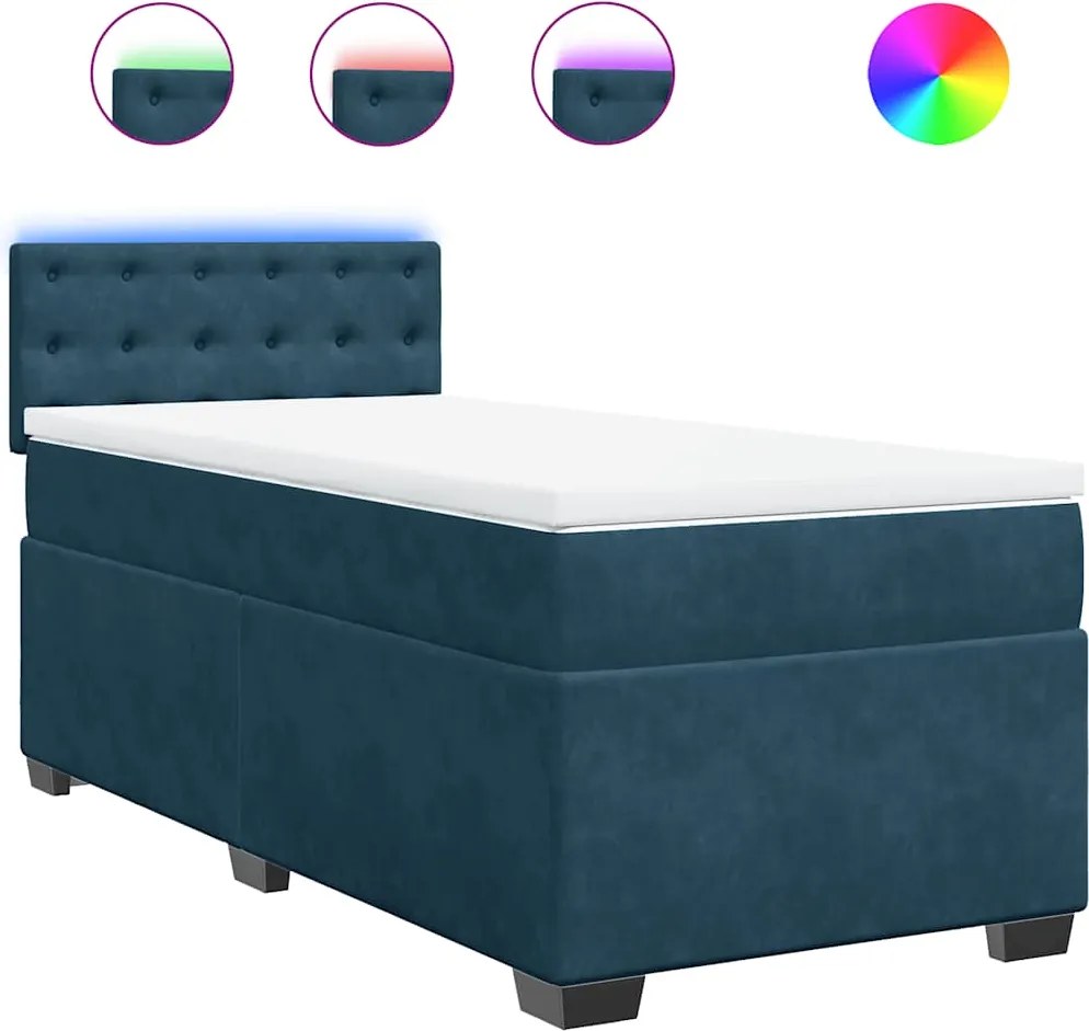 Box spring postel s matrací modrá 100 x 200 cm samet 3288550