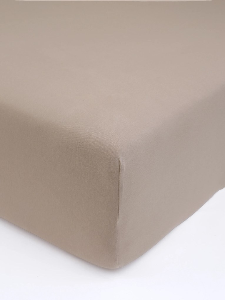 Jersey prostěradlo s elastanem Deluxe 140 × 200 cm – šedohnědé