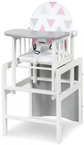 Jídelní židlička Anežka II De Luxe bílá/šedá - Trojúhelníky