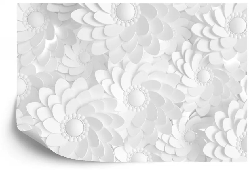 Fototapeta Beautiful, Elegant Paper Flower In The Style Of Hand-Made On A White Wall. 3D , 3D Rendering. Samolepící tapety 104x70.5
