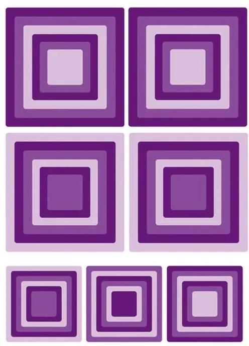 Samolepící dekorace na zeď Violet squares ST1 022, Fialové čtverce (50 x 70 cm)
