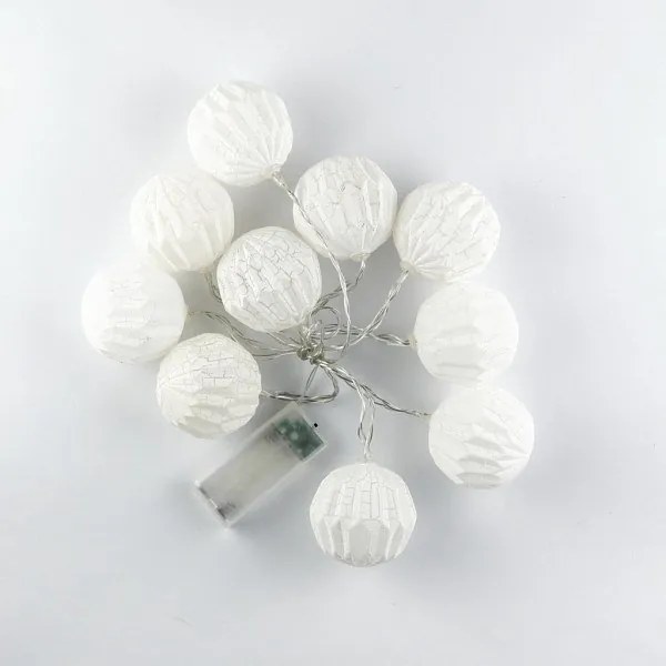 LED světýlka na baterie, lampiony, 1,8 m, teple bílá, 10 diod, čirý kabel, IP20 interiér, 2 × AA