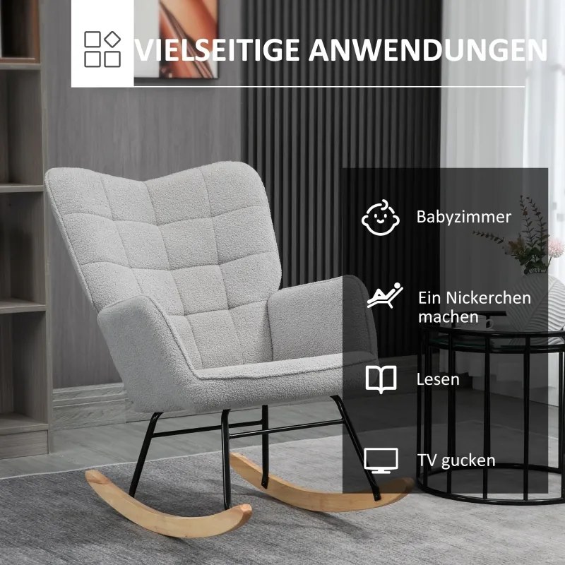 Křeslo houpací z masivního dřeva, šedé 839-613V00LG