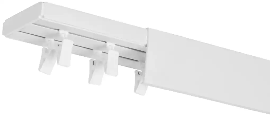 Dekodum Stropní kolejnice z PVC dvouřadá bílá s krytem Délka: 150 cm, Typ  přichycení: žabky | Biano