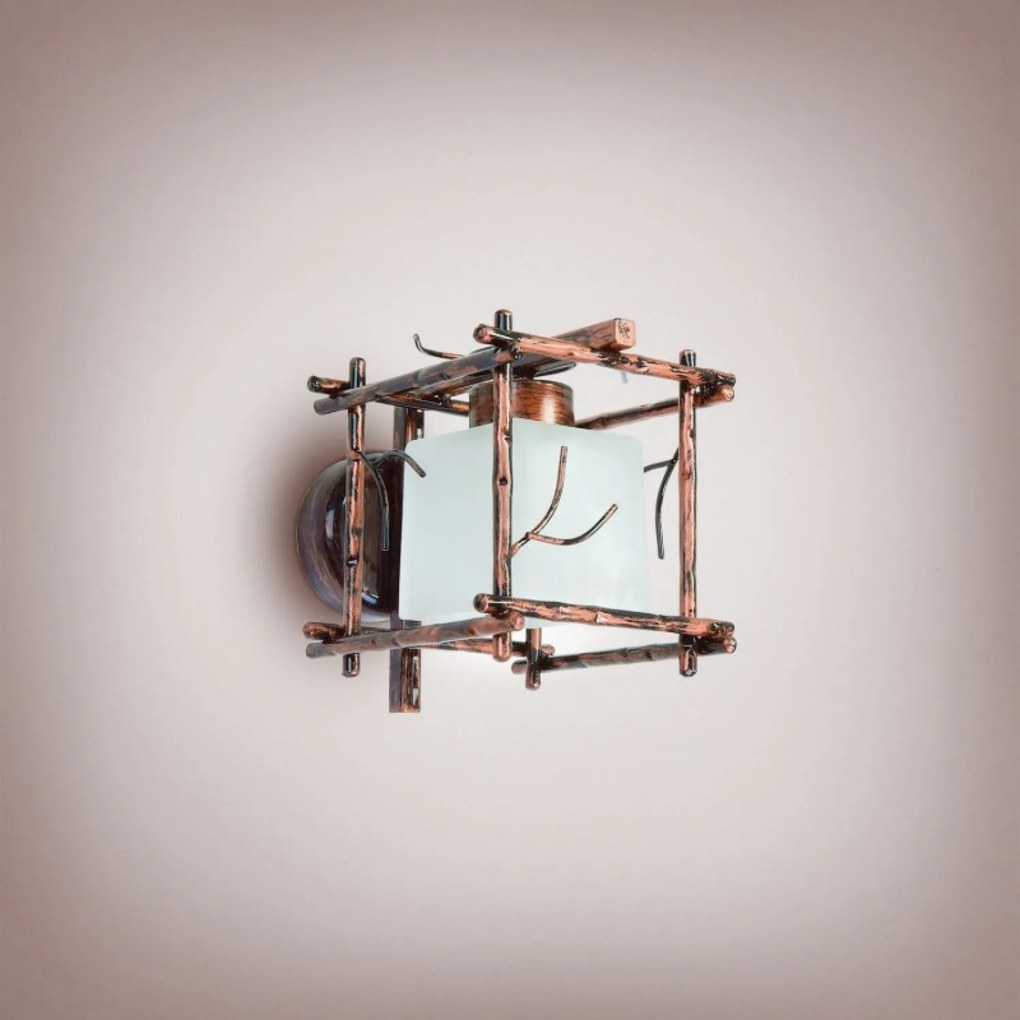 Light for home - Nástěnné světlo 16711 "SAVANNA CUBO", 1x60W, E27, černá, měď