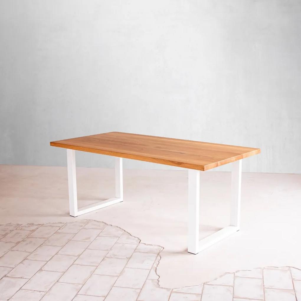 KULHÁNEK Jídelní stůl s rovnou hranou a ocelovou podnoží Velikost desky: 230x90 cm, Odstín podnože: černá - RAL 9005