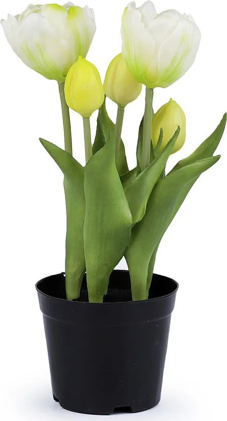 Umělé tulipány v květináči Varianta: 7 (25 cm) žlutá, Balení: 1 ks