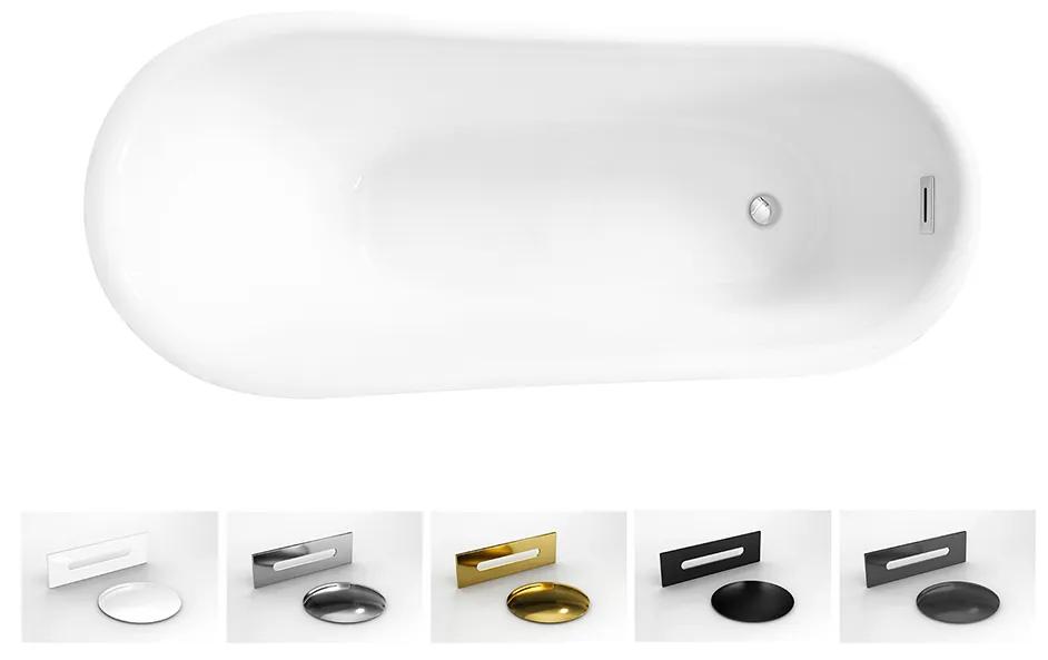 Besco Akrylátová volně stojící vana Calima BW Matt 170x74 Barva: Bílá/černá, Rozměry (cm): 170x74, Typ a barva výpustě: Click-Clack s přepadem, bílá