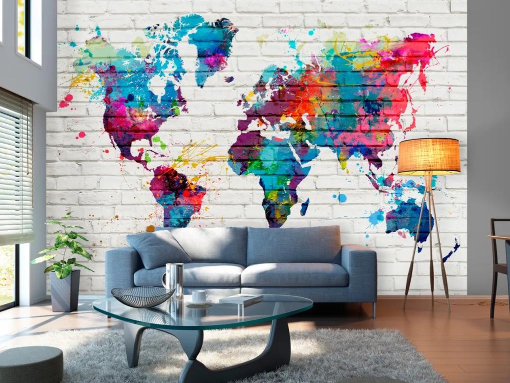 Tapeta mapa světa graffiti + lepidlo ZDARMA Velikost (šířka x výška): 250x175 cm