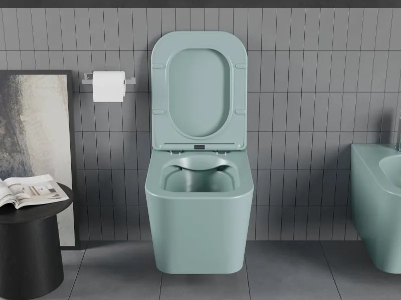 Mexen Teo wc mísa Rimless se záchodovým prkýnkem soft-close slim, duroplast, světle zelená mat - 30854048