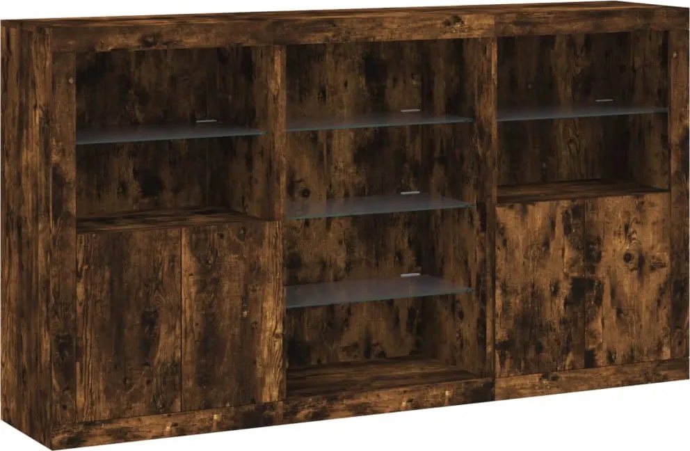 Příborník s LED osvětlením kouřový dub 181,5 x 37 x 100 cm 3209181