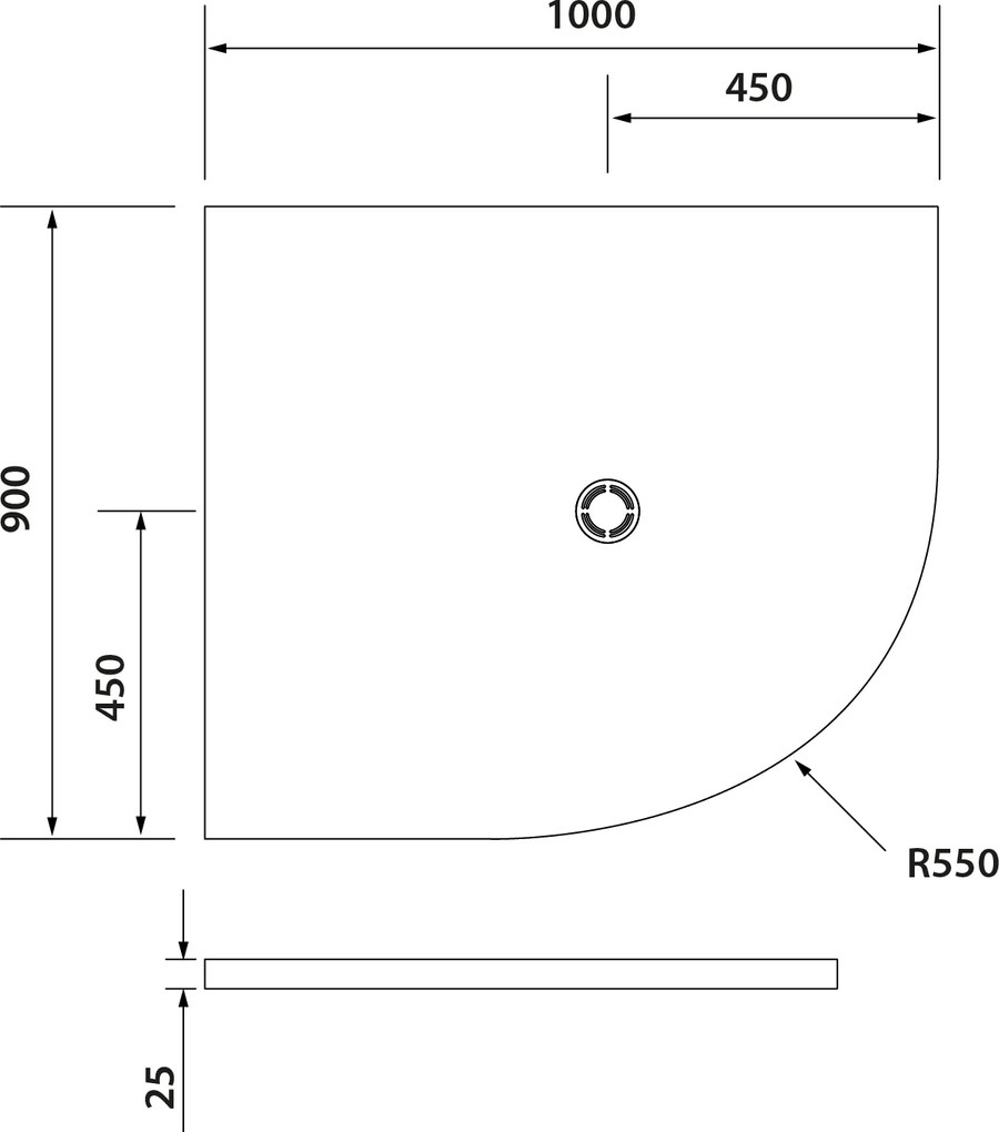Polysan FLEXIA 100 x 90 x 2,5 cm 91321 sprchová vanička s možností úpravy rozměru levá