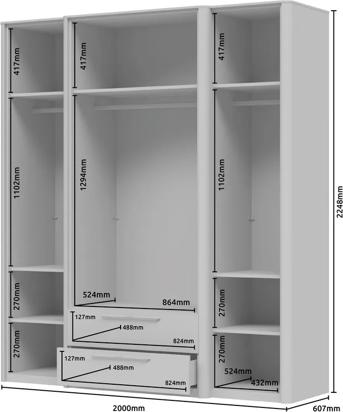 Skříň se zrcadlem AIR - P42-2OG/AI - Pepper bílá lak mat