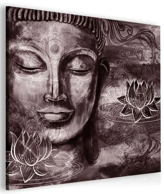 Abstraktní obraz fialovo hnědý Buddha