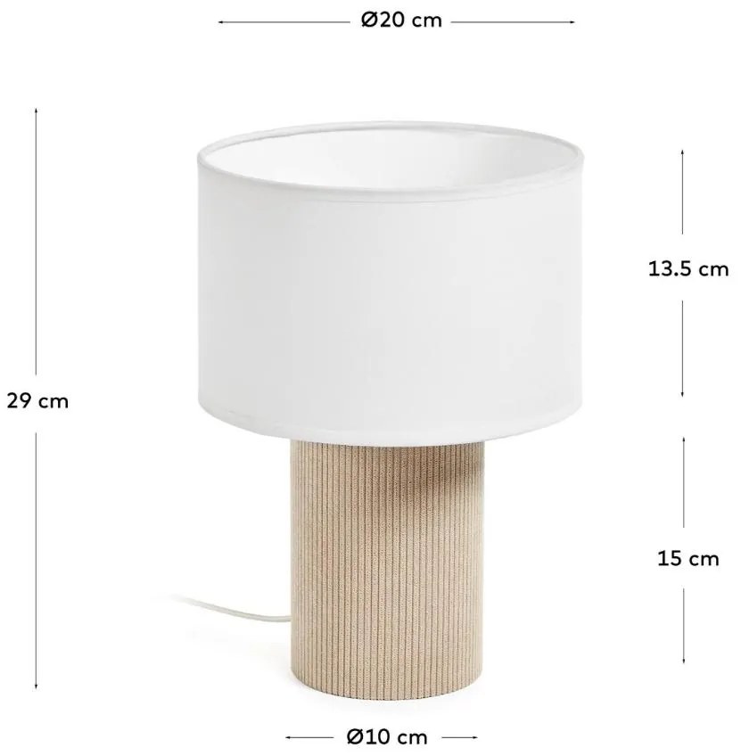 Béžová látková stolní lampa Kave Home Bianella 29 cm