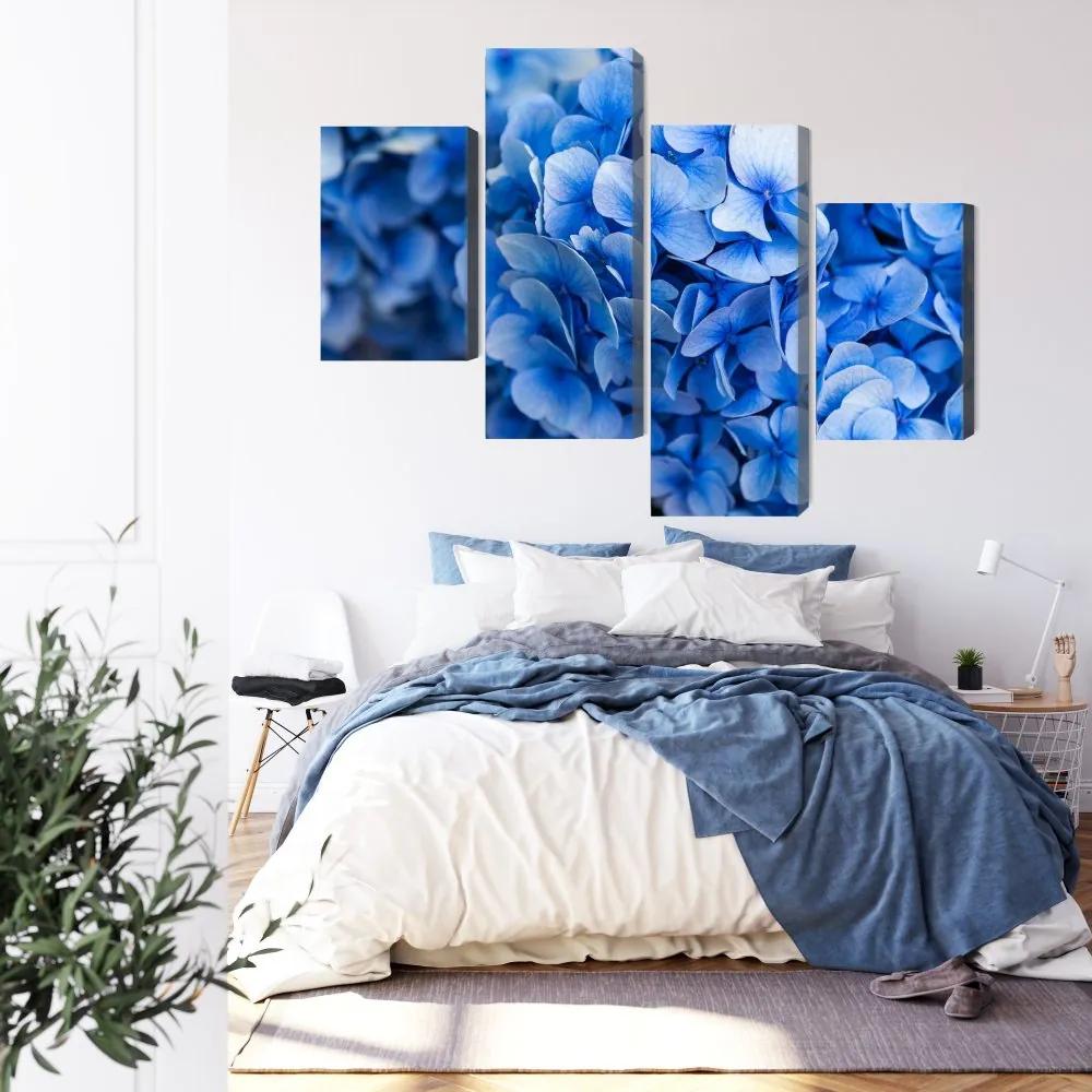 Vícedílný obraz Modré Květy Hortenzie Zblízka Nedostatek Nedostatek Přírodní plátno 240x150