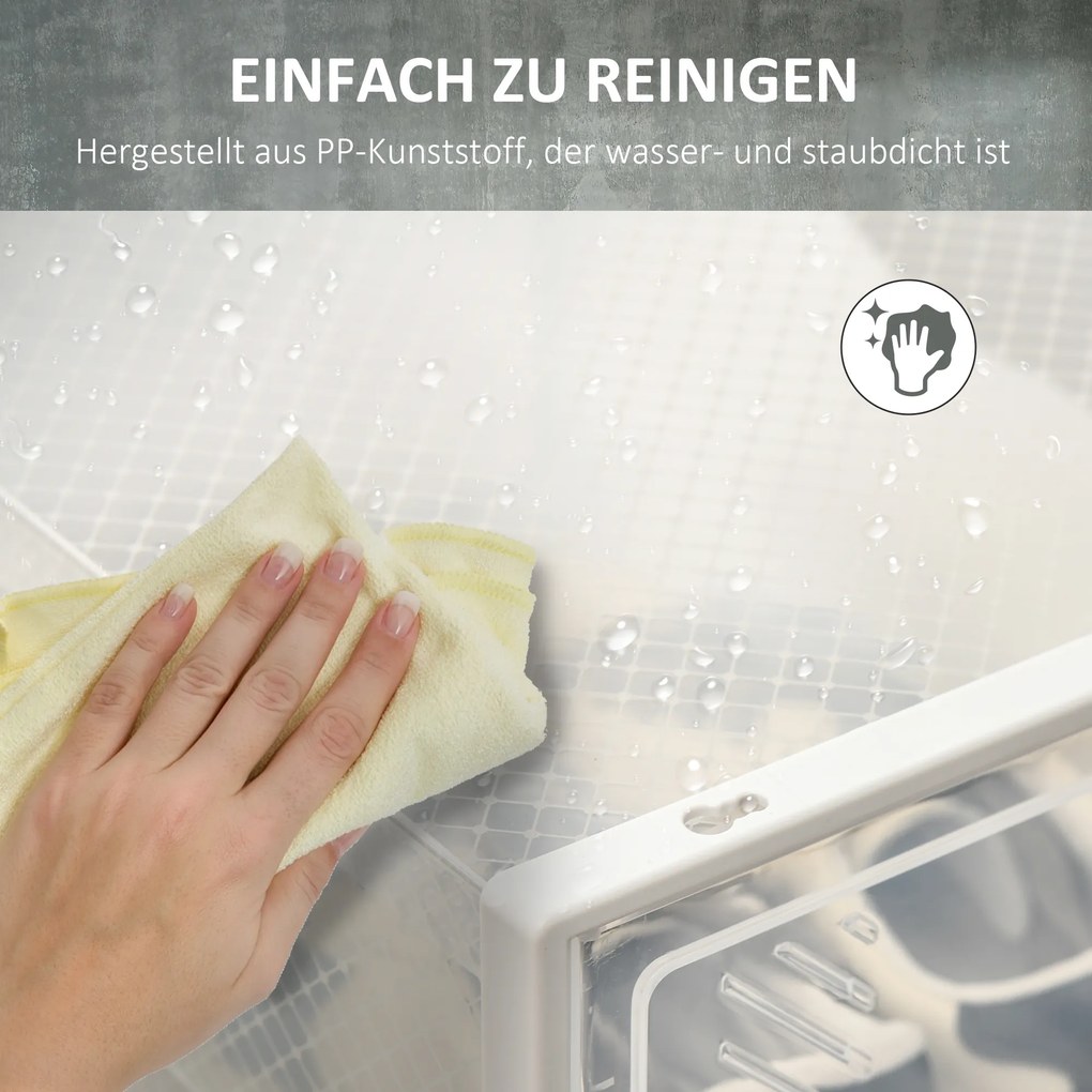 HOMCOM Botník DIY zásuvný s 8 přihrádkami, obdélníkový botník, plast, průhledný, 25x35x19cm