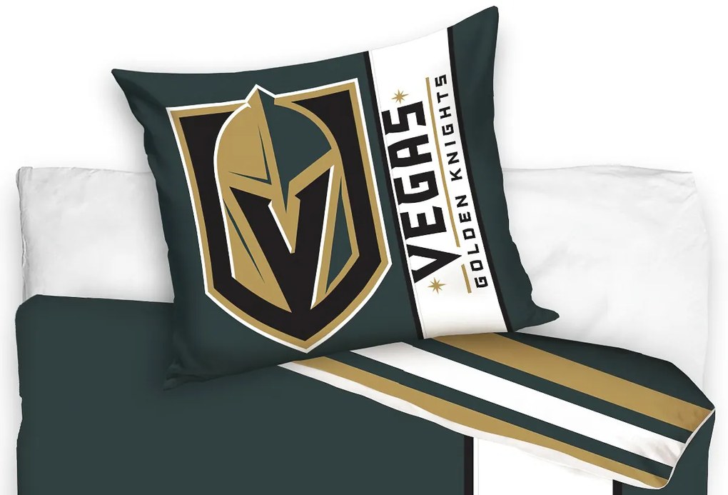 TipTrade Hokejové povlečení NHL VEGAS GOLDEN KNIGHTS BELT, šedé, bavlna hladká, 140x200cm + 70x90cm