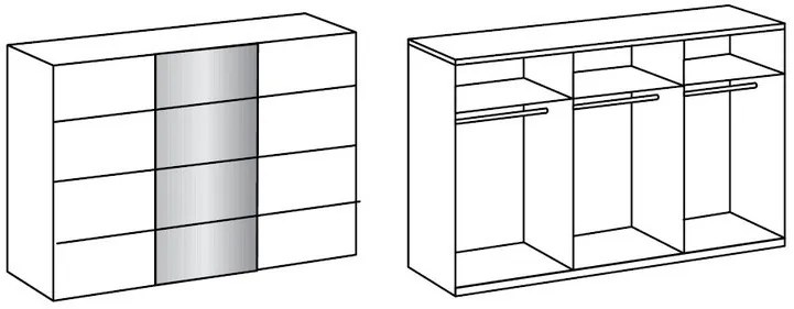 Šatní skříň Ernie, dub hickory/zrcadlo