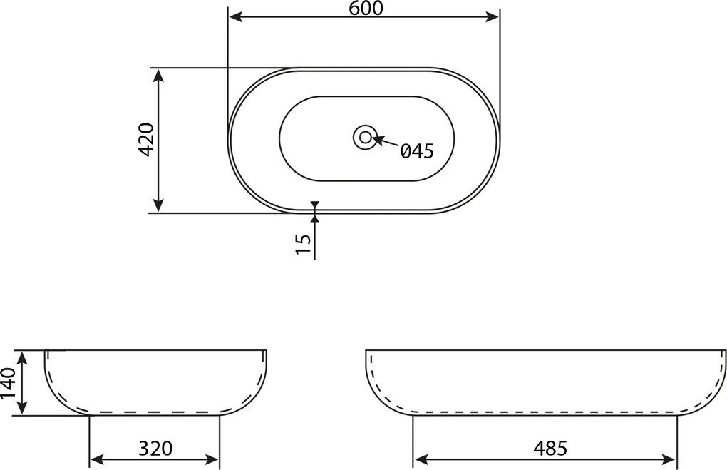 Sapho Sapho, CALEO keramické umyvadlo na desku, 60x42cm, carnico marmor, CA590CM