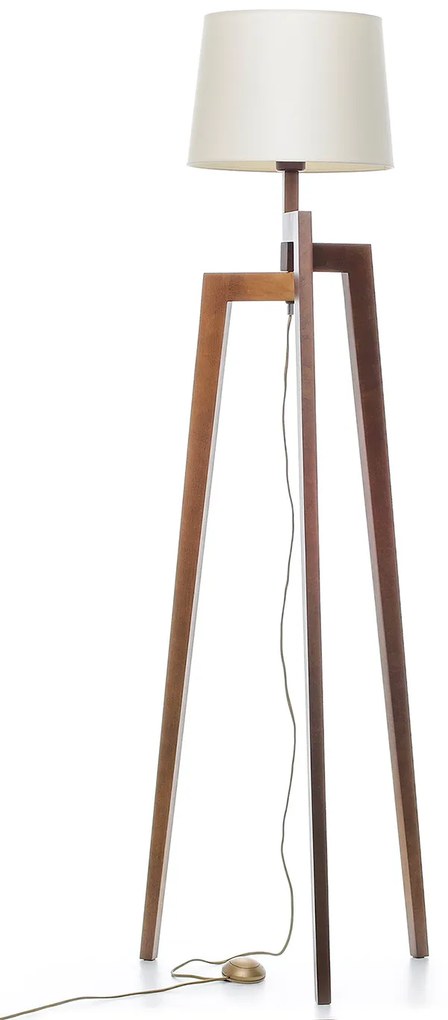 Light for home - Stojací lampa v barvě ořechu s bílým stínidlem 9660 "Trion", 1x60W, E27, hnědá