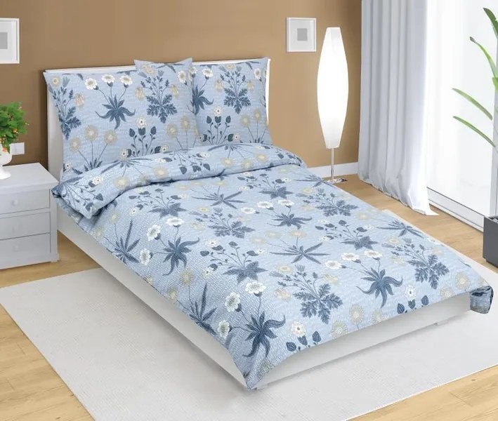 Bellatex Povlečení krepové Louka modrá rozměr 140x220, 70x90 cm