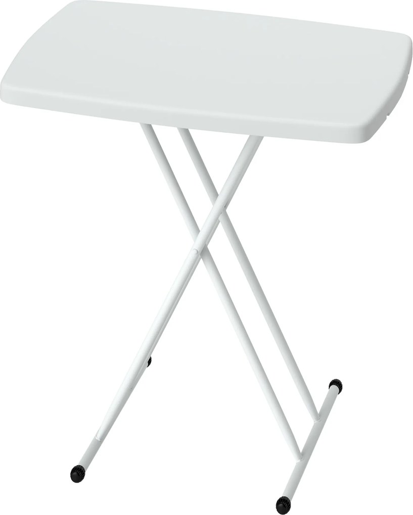 Skládací zahradní stolek Outsunny, nastavitelná výška, plastový balkónový stůl, obdélníkový kávový stolek s nosností 50 kg, 76x50x74H cm pro venkovní
