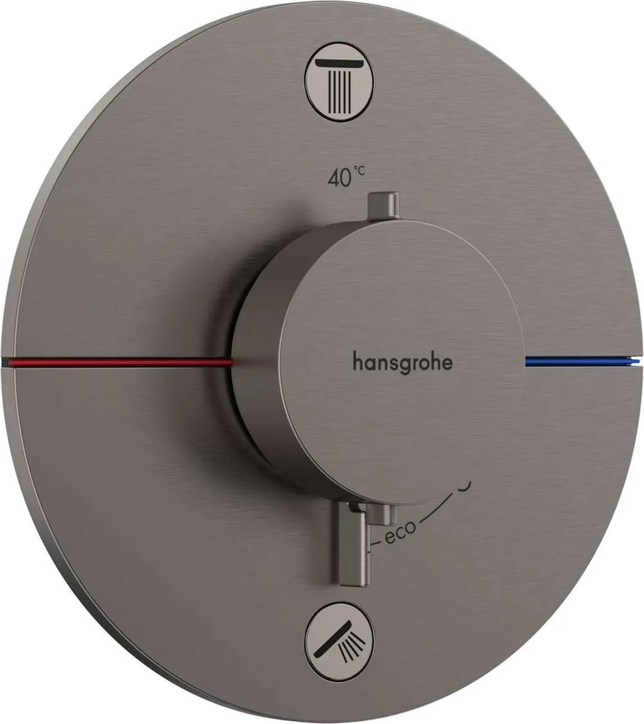 Hansgrohe ShowerSelect Comfort - Termostatická baterie pod omítku, pro 2 spotřebiče, kartáčovaný černý chrom 15556340