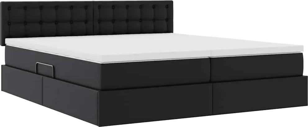 Postel s úložným prostorem s čelo Černá 180 x 200 cm Umělá kůže 3370905