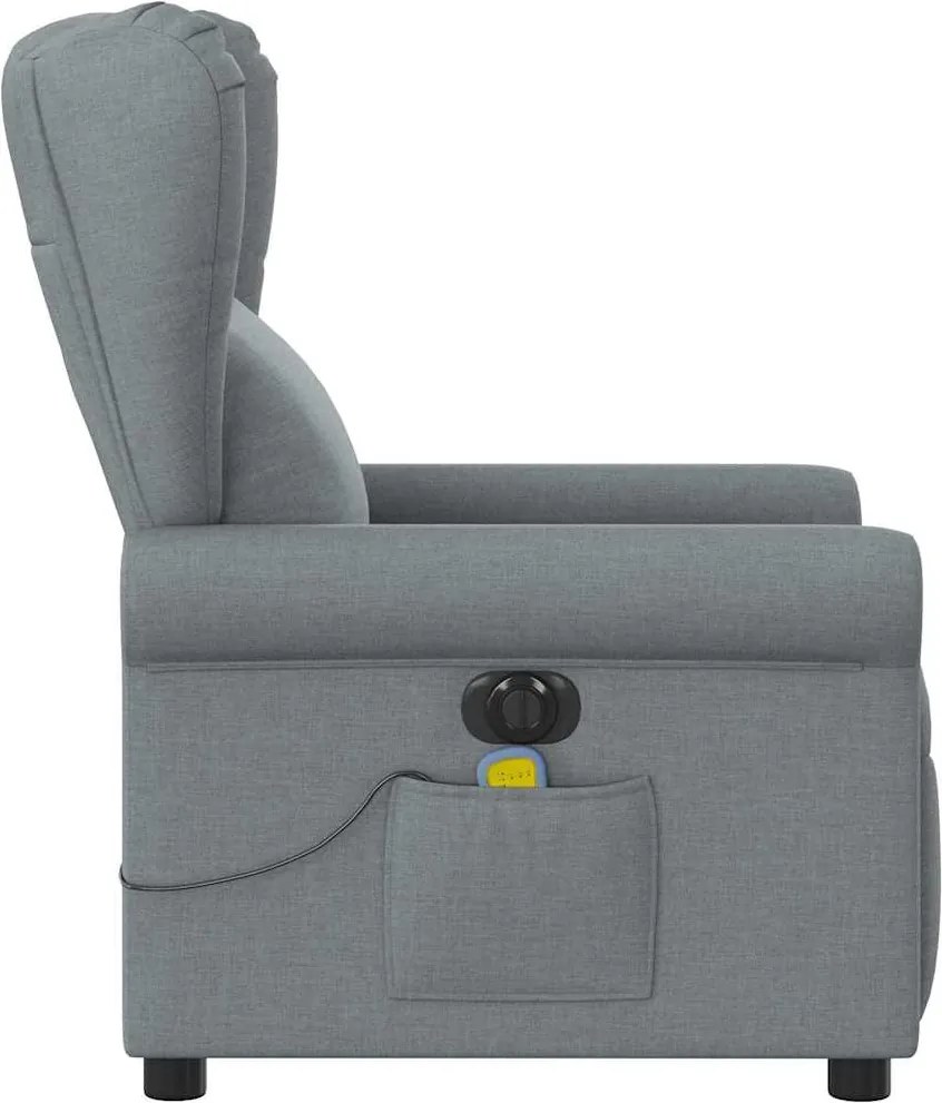 Elektrické masážní polohovací křeslo světle šedé textil 3303364