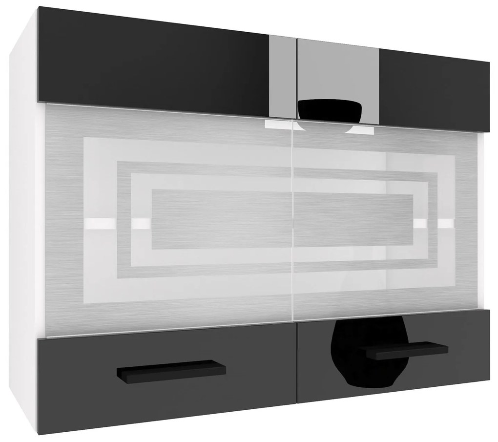 Kuchyňská skříňka Belini horní 80 cm černý lesk  INF SGW80/2/WT/B/0/B1