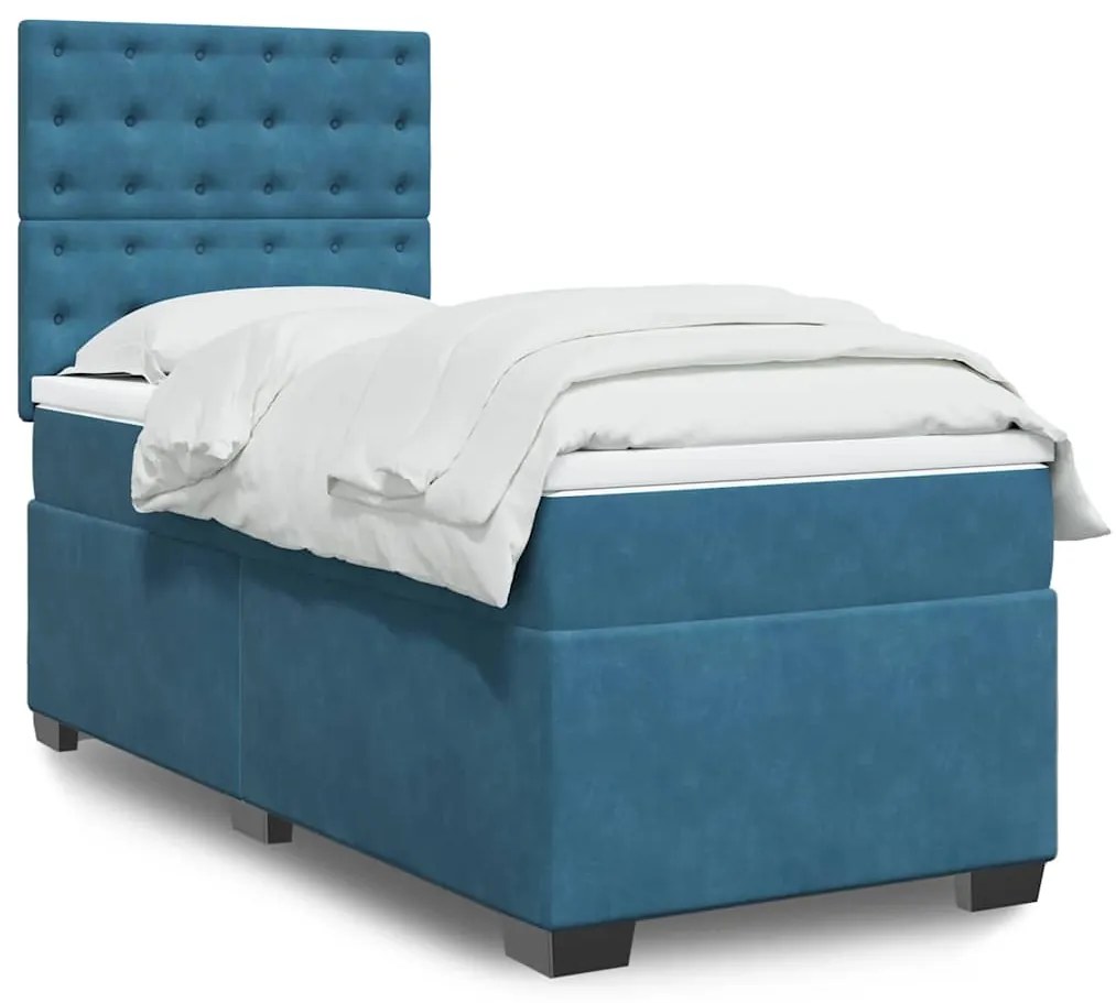 Box spring postel s matrací modrá 80 x 200 cm samet 3293078