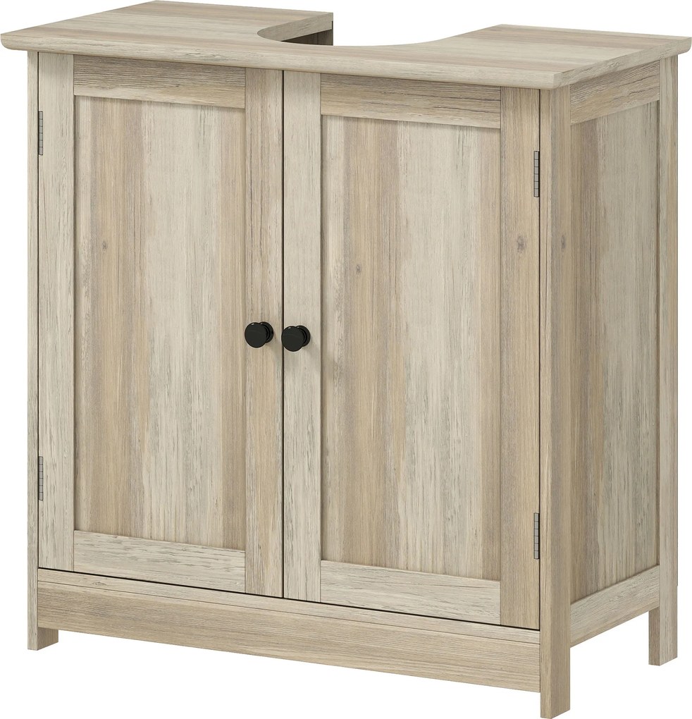 HOMCOM spodní skříňka pod umyvadlo, koupelnová skříňka se 2 dveřmi, nastavitelná přihrádka, odolná proti vlhkosti, 60 x 30 x 60 cm, Šedá
