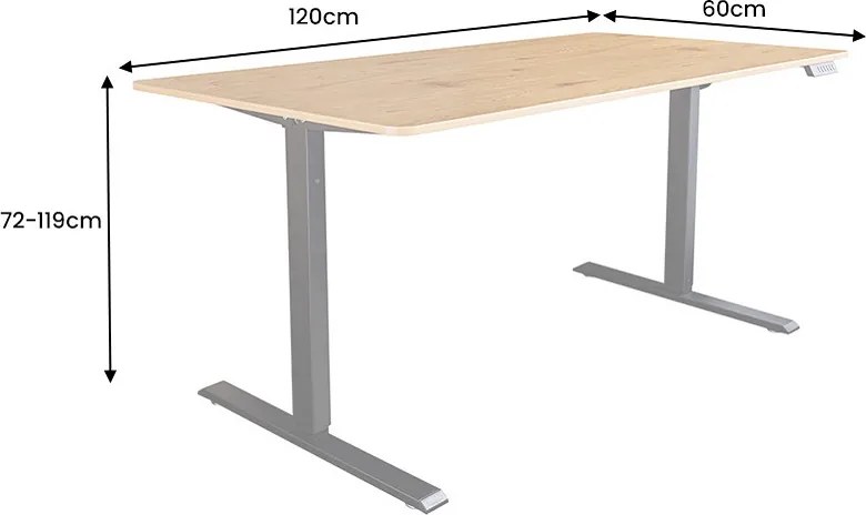 Výškově nastavitelný psací stůl Jayden 120 cm přírodní dub