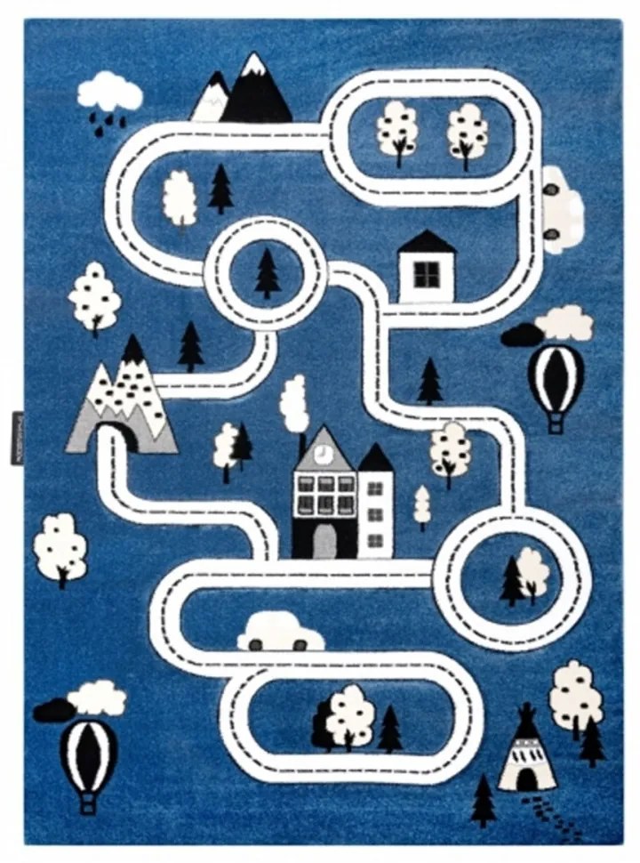 Dětský kusový koberec Cesty ve městě modrý, Velikosti 180x270cm